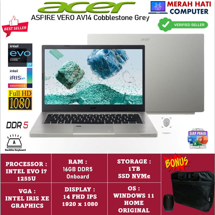 Jual Acer Aspire VERO AV14 Intel Evo i7 1255u 16Gb 1Tb Iris Xe 14 Fhd ...