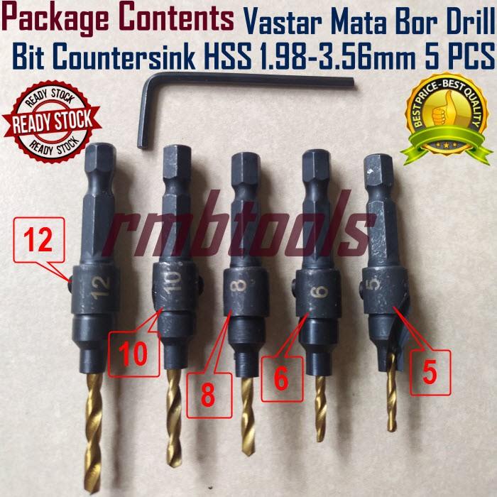 Jual MATA BOR COUNTERSINK HSS DRILL BIT SET NO 5-12 KAYU PLASTIK ...