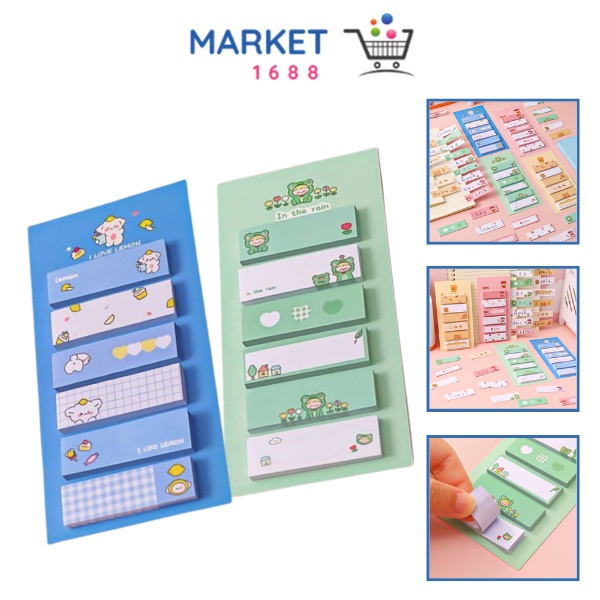 Jual Market1688 Sticky Notes Lucu 6IN1 Tempelan Kertas Catatan 120 ...
