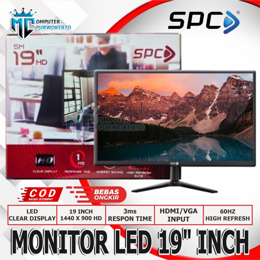 Jual Monitor LED 19 Inch SPC HDMI &VGA FULL HD Garansi Resmi | Shopee ...