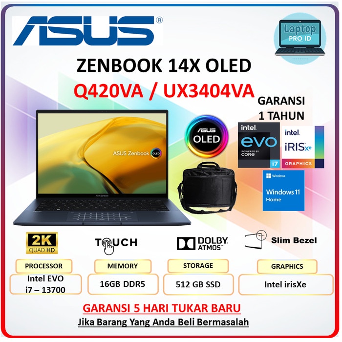 Jual Asus Zenbook 14x Oled q420va Touch i7 13700 Ram 16GB 512GB ...
