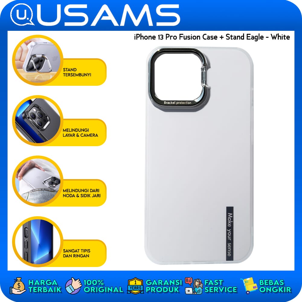 Jual USAMS iPhone 13 Pro Fusion Case + Stand Eagle White | Shopee Indonesia