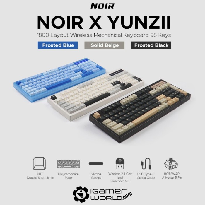 Jual Noir x Yunzii IF98 Pro 1800 Layout Wireless Mechanical Keyboard 98 ...