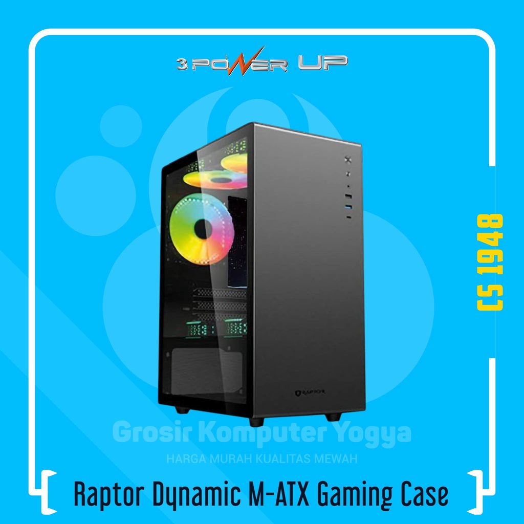 Jual Power Up Raptor Dynamic Tempered Glass M-ATX Gaming Case | Shopee ...