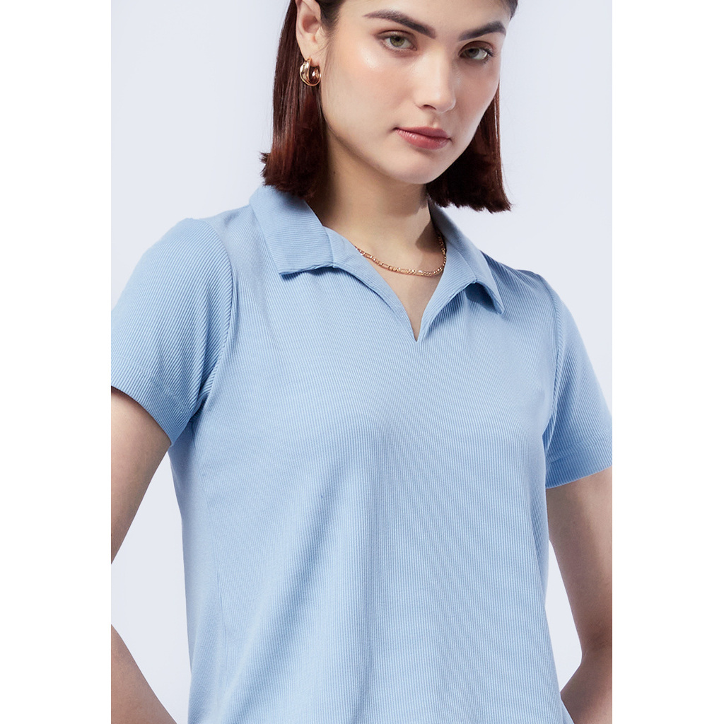 Jual Executive V-Neck Short Sleeve Polo Shirt Blue | Shopee Indonesia