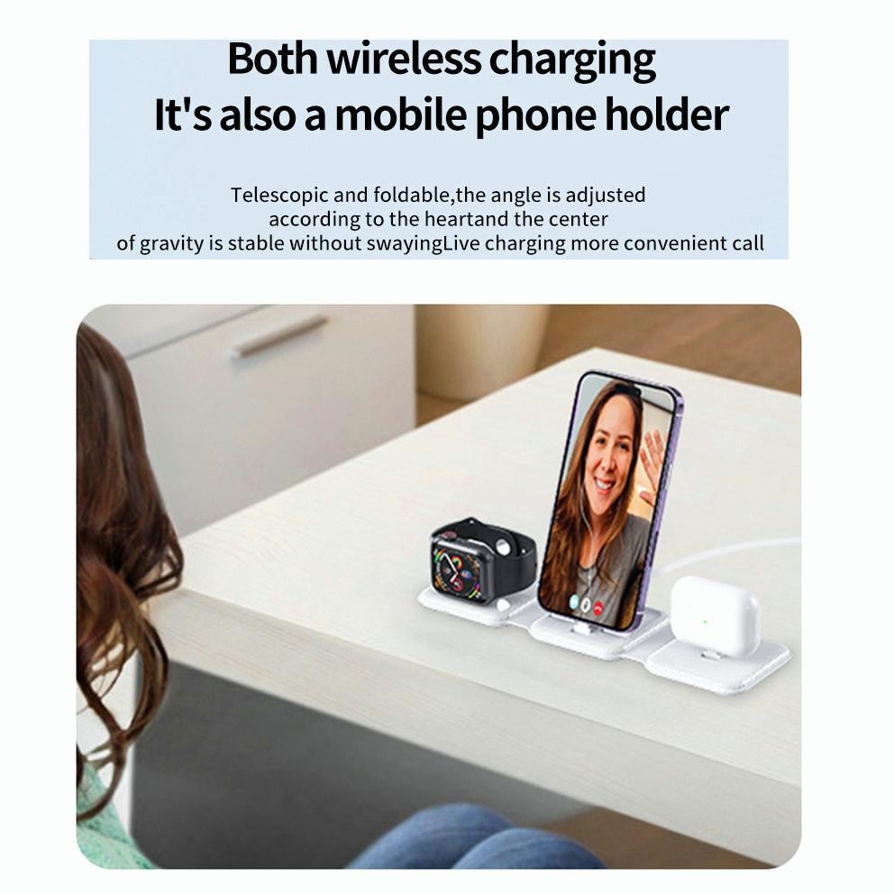 Jual GOOJODOQ Magnetic Wireless Charger Stand 3 in 1 Wireless Charging ...