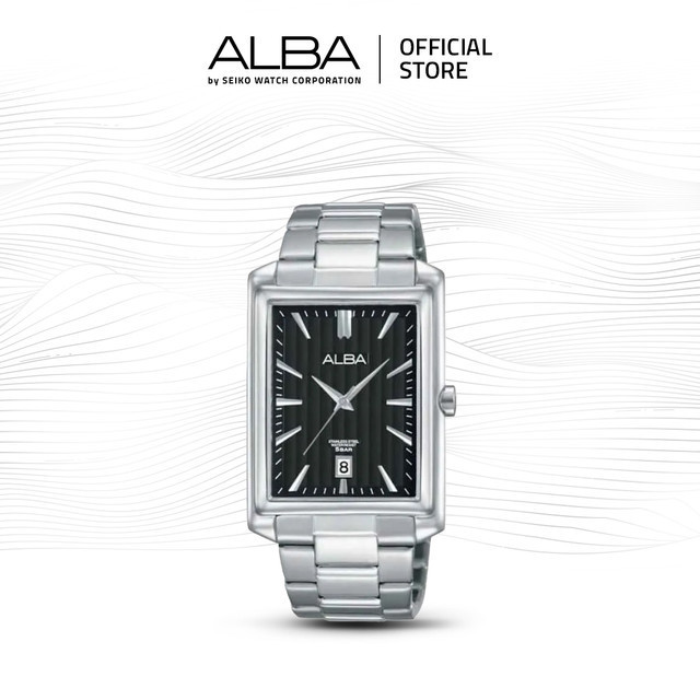 Jual Alba Jam Tangan Pria Kotak AS9B55 / AS9B55X1 Quartz Black Dial ...