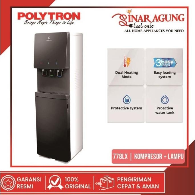 Jual POLYTRON WATE DISPENSER GALON BAWAH PWC 778 LX [NIGHT LAMP] BLACK ...