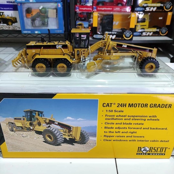 Jual [Original] Miniatur Diecast Motor Grader Cat 24H Caterpillar Alat ...