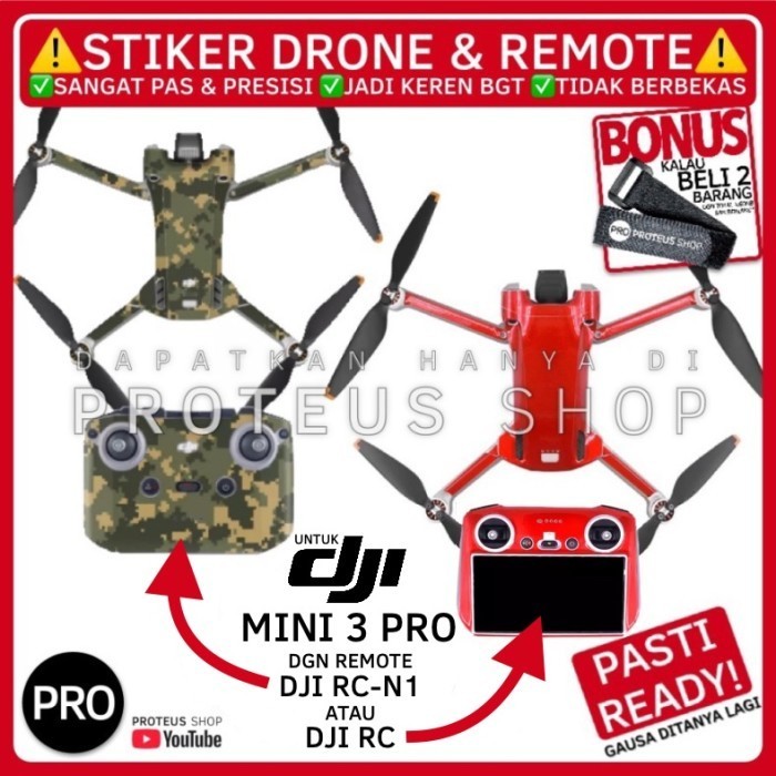 Jual READY STICKER SKIN DJI MINI 3 PRO STIKER ARMY BODY MAVIC REMOTE RC ...