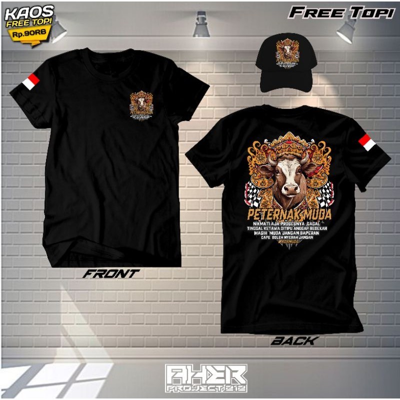Jual KAOS PETERNAK SAPI KAOS SAPI TERBARU GRATIS TOPI | Shopee Indonesia
