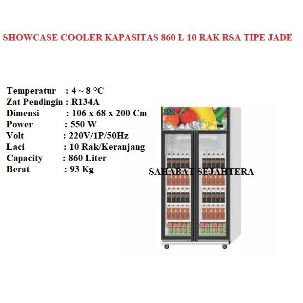 Jual [Baru] Showcase Cooler Rsa Jade Kulkas Showcase 2 Pintu ...