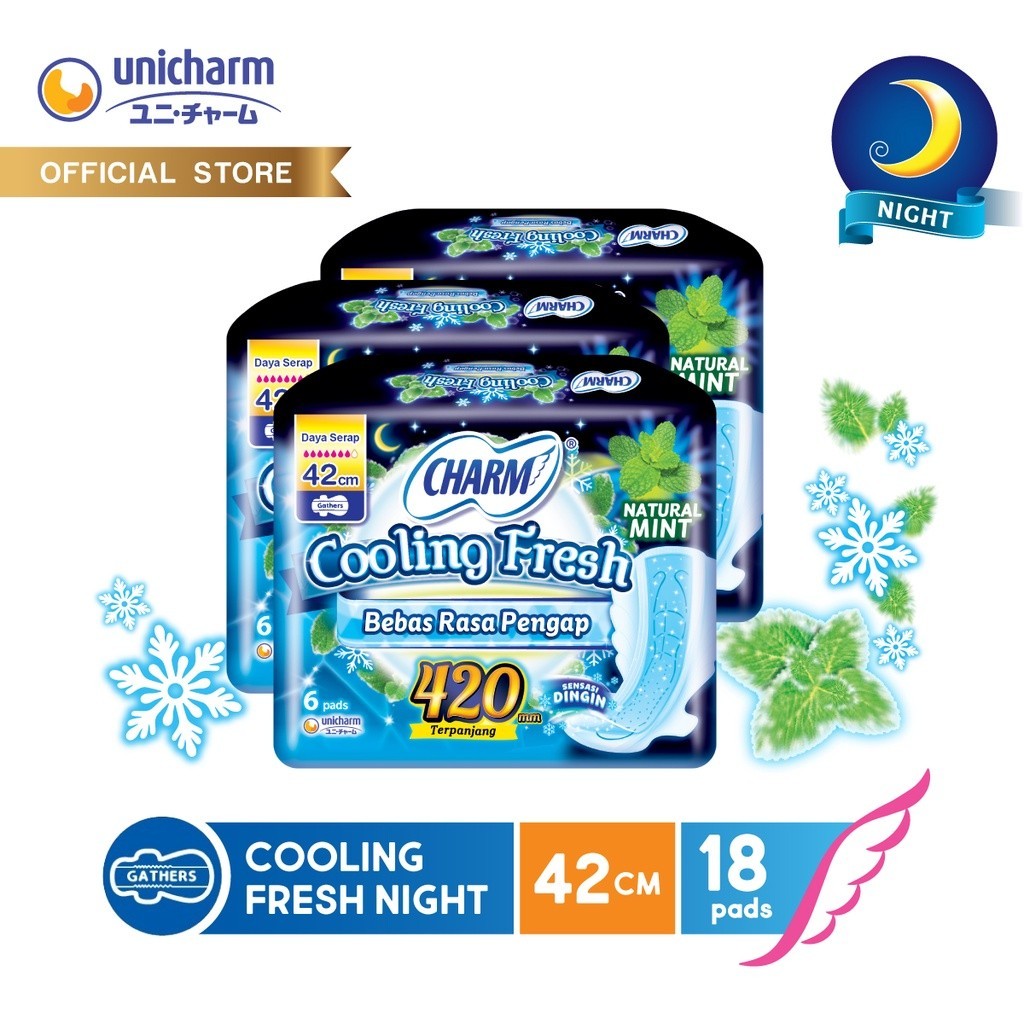 Jual Charm Cooling Fresh Night 42cm 6 Pads - 3 Packs | Shopee Indonesia