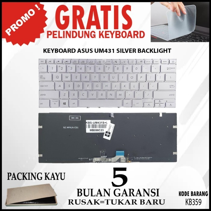 Jual Keyboard Asus Zenbook 14 Um431 Um431D Um431Da Bx431Fl Silver ...