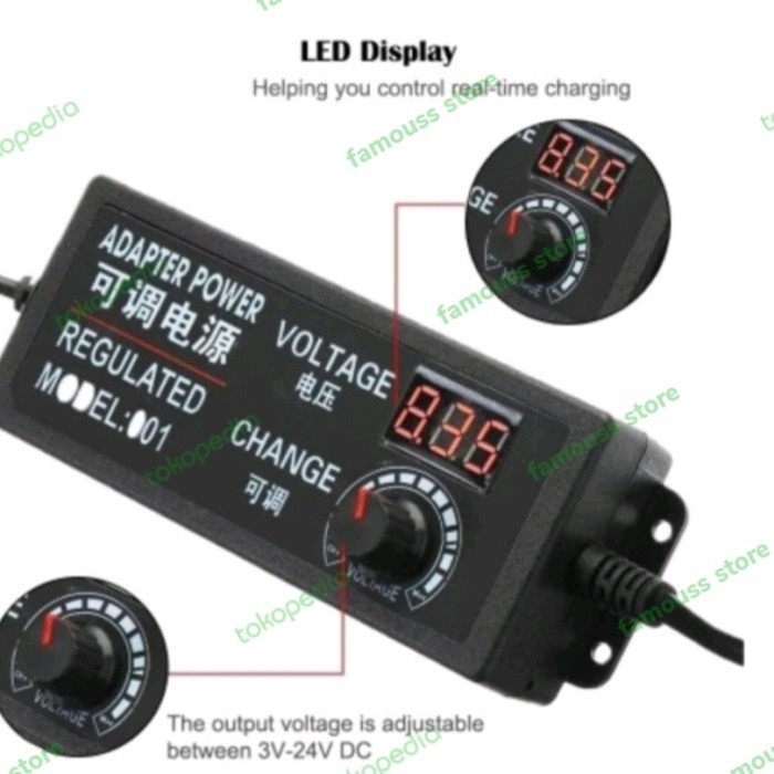 Jual Adjustable Adaptor 3V-24V Dc 3A 5V 12V Power Supply Display Voltmeter Best | Shopee Indonesia