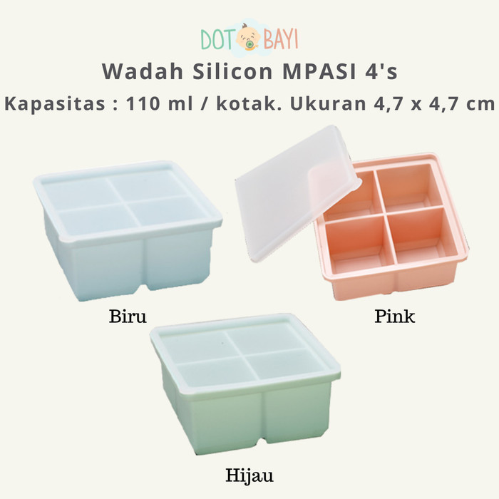 Jual 4 Tray Cetakan Es Batu Mpasi Sil Silikon Ice Cube Tray Tutup ...