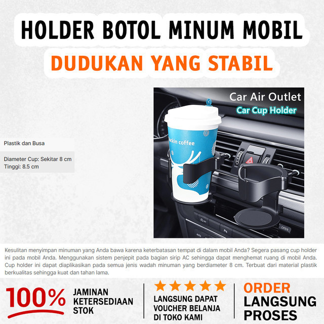 Jual Holder Botol Minum Mobil Air Vent Drink Cup Holder - Warna { Black ...