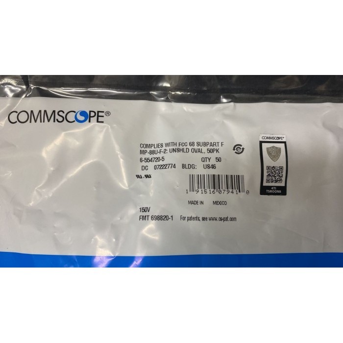 Jual amp commscope connector rj45 cat5 rj-45 cat.5e original f49a ...