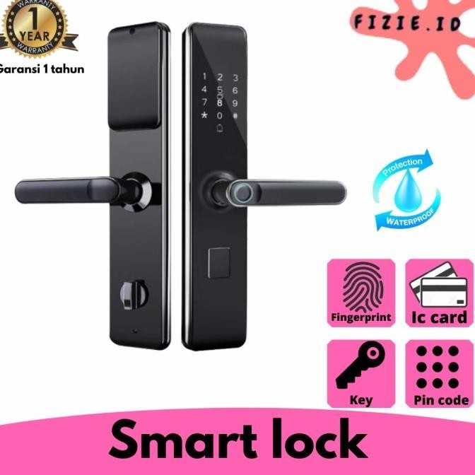 Jual smart home fingerprint smart door lock handle kunci pintu digital ...
