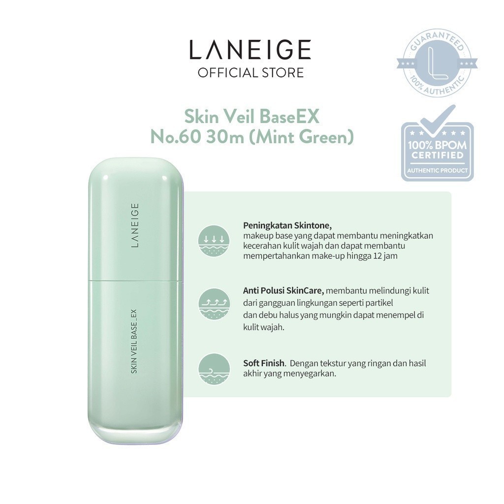 Jual Laneige Skin Veil Base_EX No.60 30m - Mint Green | Shopee Indonesia
