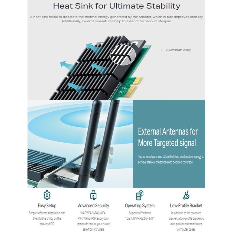 Jual Promo Tp-Link Archer T4E AC1200 Wireless Dual Band PCI Express Adapter | Shopee Indonesia