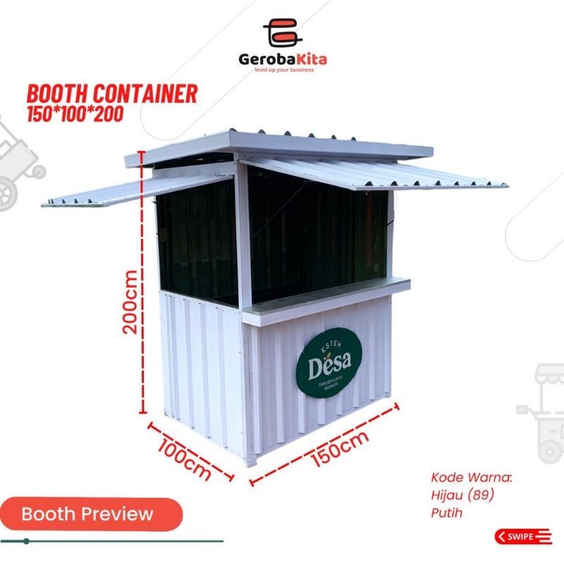 Jual booth kontainer ukuran 150x100x200 custom lantai | Shopee Indonesia