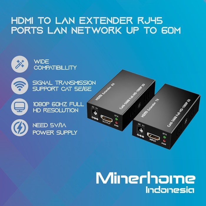 Jual HARGA DISKON HDMI to LAN Extender RJ45 Ports LAN Network up to 60m ...