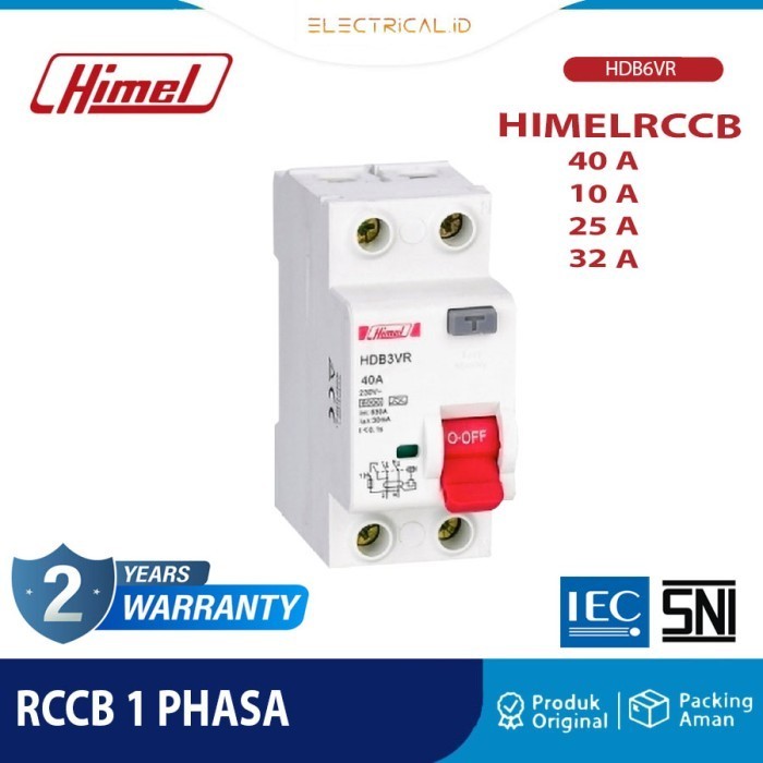 Jual RCCB / ELCB 1P + N 10A - 25A - 32A - 40A HDB6VR HIMEL | Shopee Indonesia