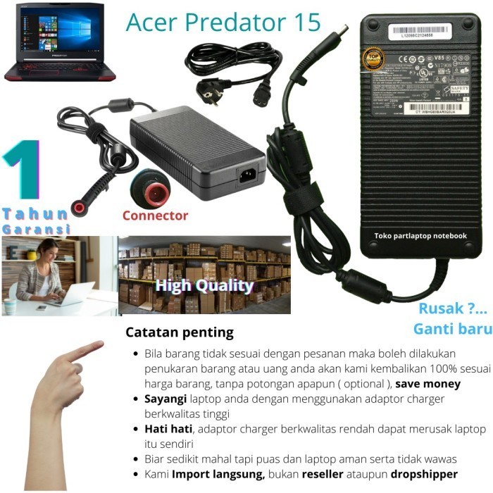 Jual Adaptor Acer Predator 15 G9-593 - original laptop charger | Shopee ...