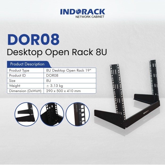 Jual READY INDORACK Desktop Open Rack 19" DOR08 8U DOR | Shopee Indonesia
