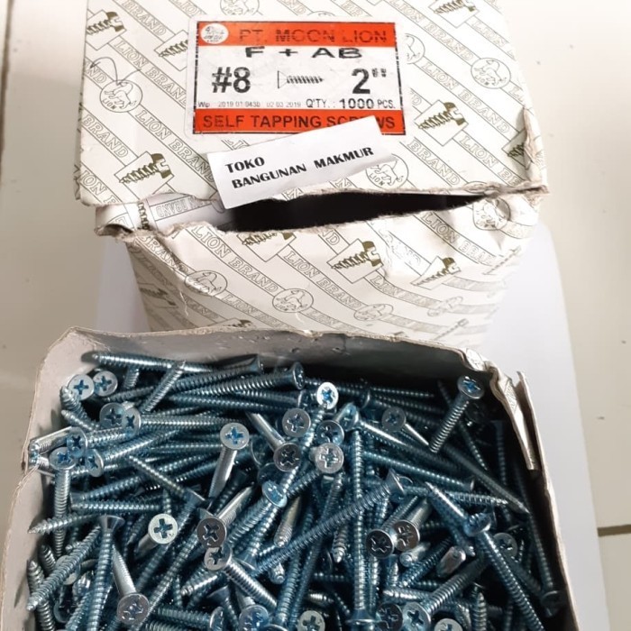 Jual Skrup Kepala Rata FH 8x2"= 5cm / Sekrup Taping FH8 x 2 per dus ...