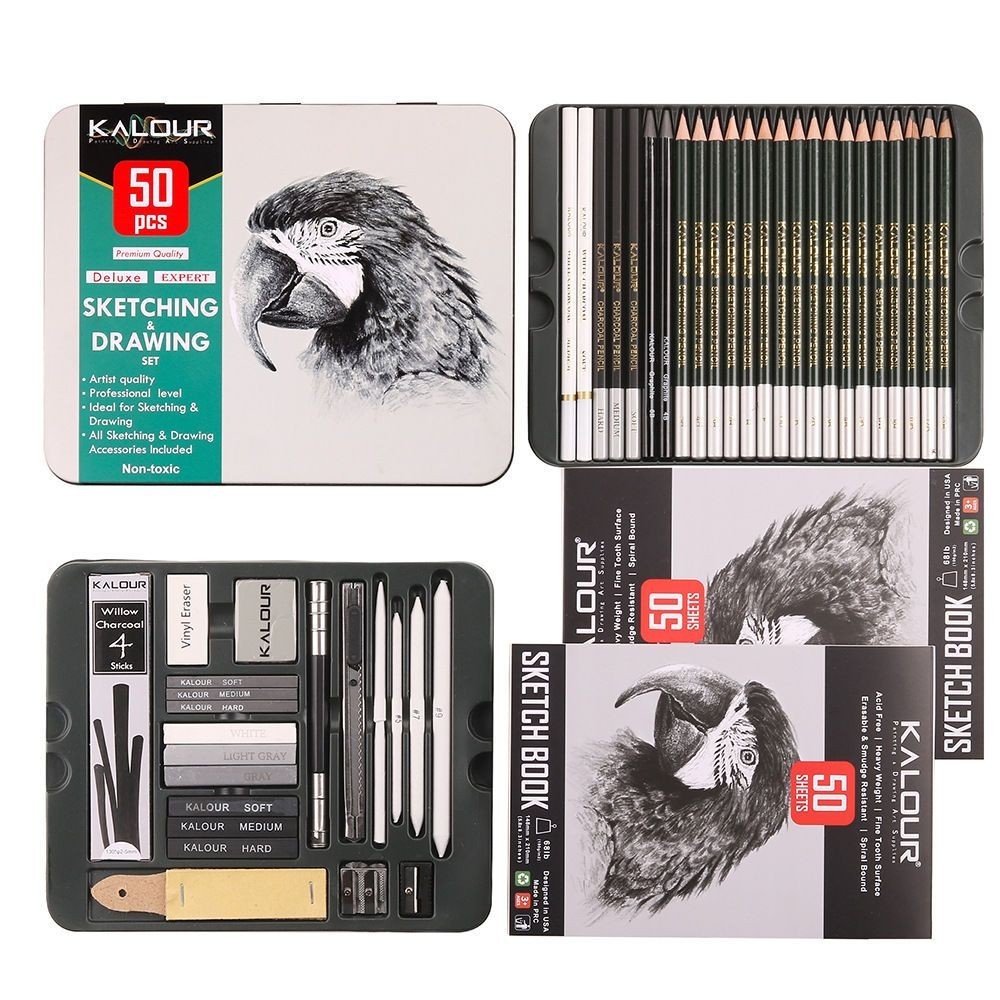 Jual Set Pensil Sketsa Kotak Besi Mewah, Peralatan Alat Tulis Khusus ...