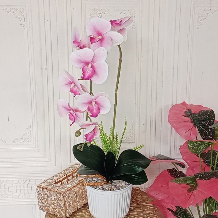 Jual Bunga Anggrek Latex Jumbo Artificial Vas Garis | Shopee Indonesia