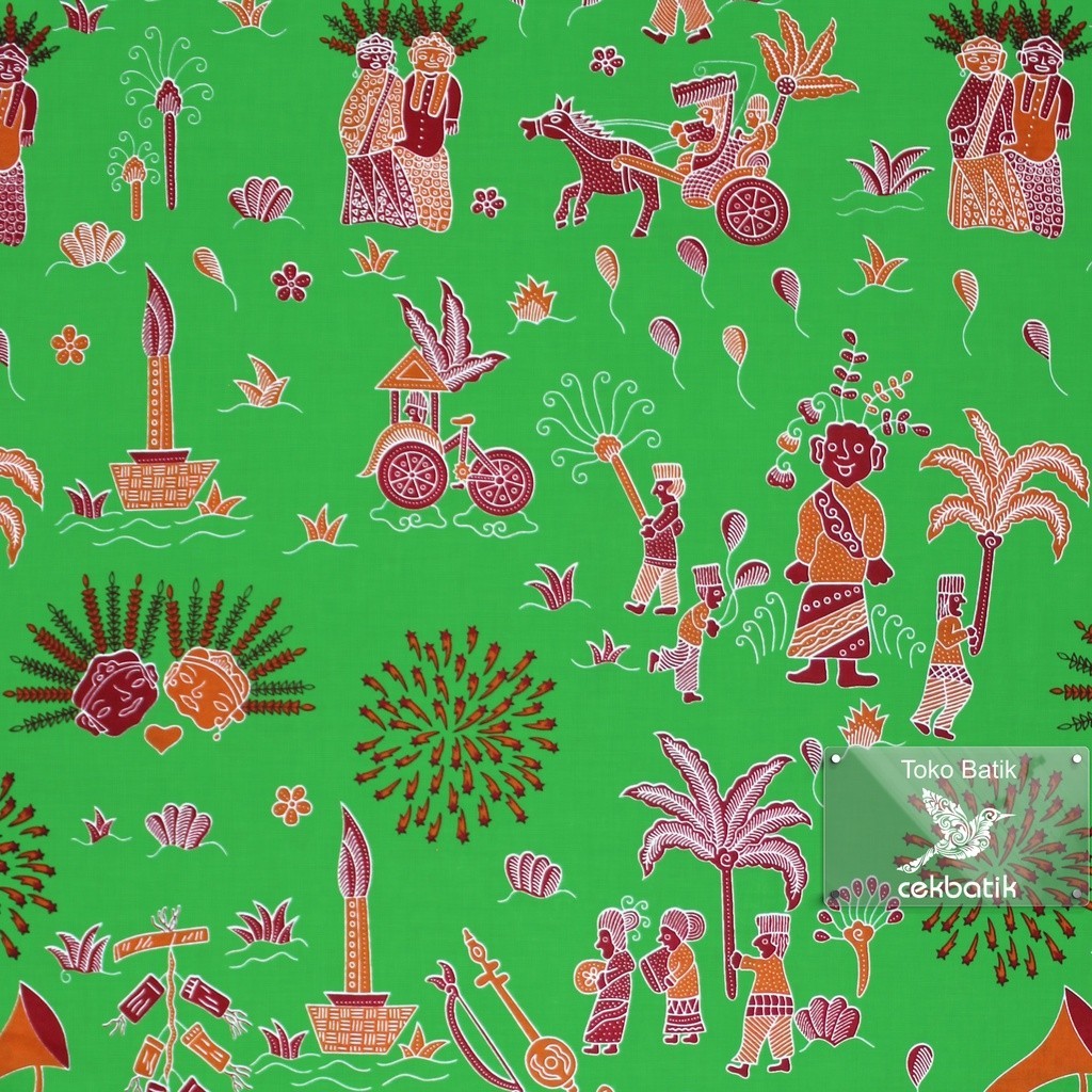 Jual kain batik - Motif Batik Ondel ondel betawi Unik (Hijau) | Shopee ...