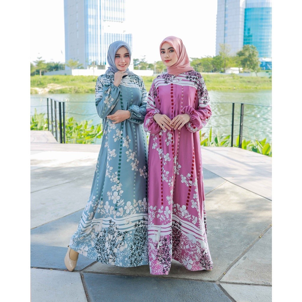 Jual Warna Warni Brand gamis nabila maxi full mootif fashion muslimah ...