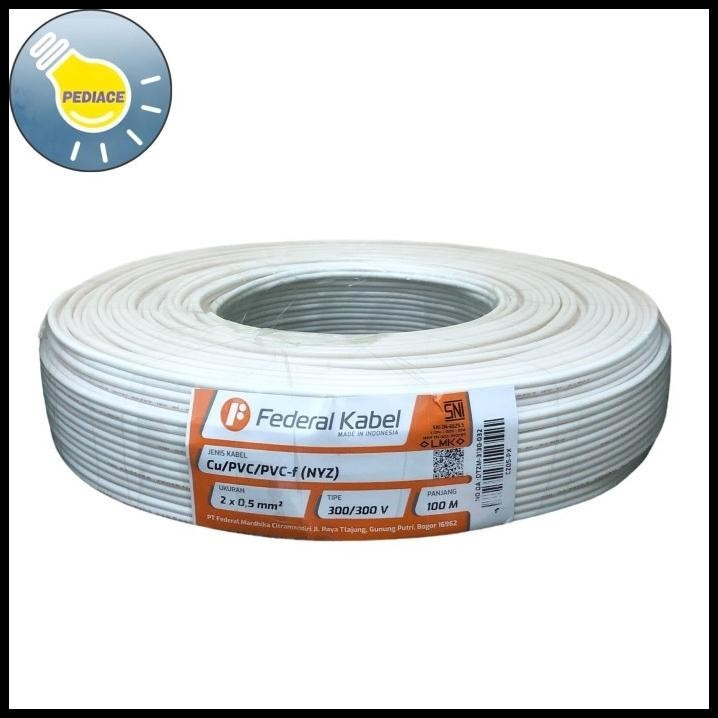 Jual Kabel Kecil Ac Dc 2X0.5 Mm Twin Round Putih Federal Meteran ...