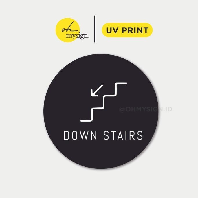 Jual Tulisan Down Stairs Sign Board Akrilik Tempel Signage Dinding ...