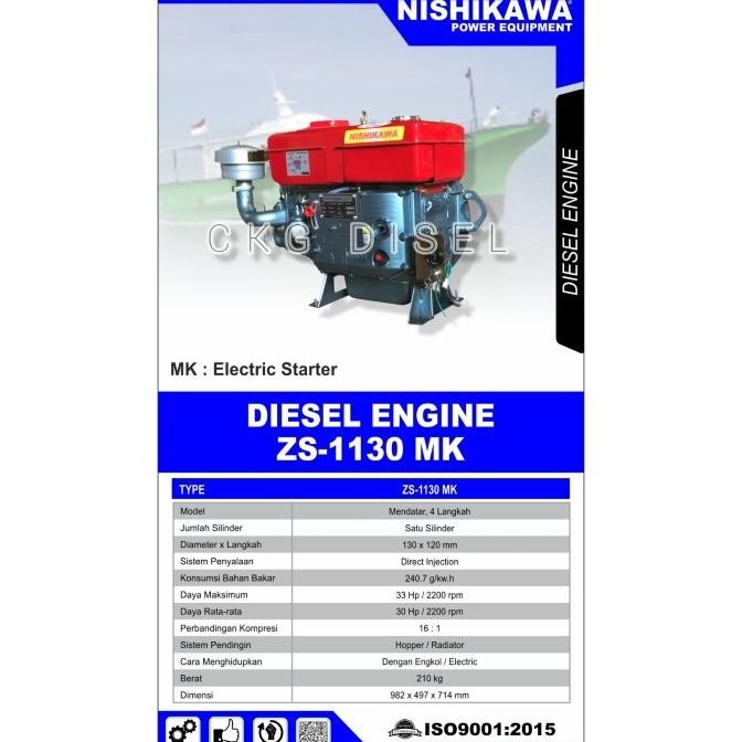 Jual Mesin Penggerak Solar Engine Diesel Nishikawa Zs 1130 / 30 Hp Stater | Shopee Indonesia