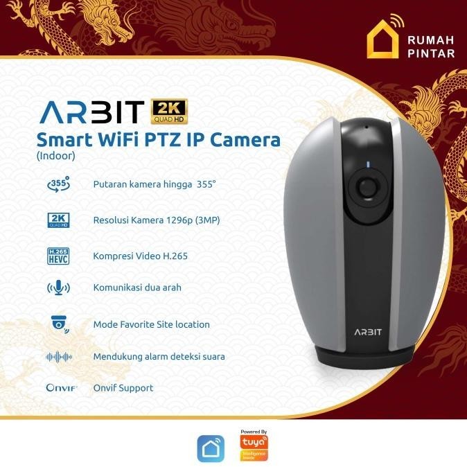 Jual Arbit Smart Wifi Ptz Cctv Ip Camera - Grey | Shopee Indonesia