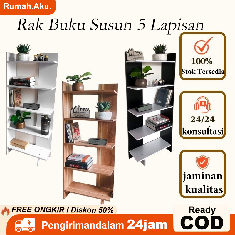 Jual Rak Buku Susun 5 Lapisan Rak Buku Dinding Rak Dinding Serbaguna ...