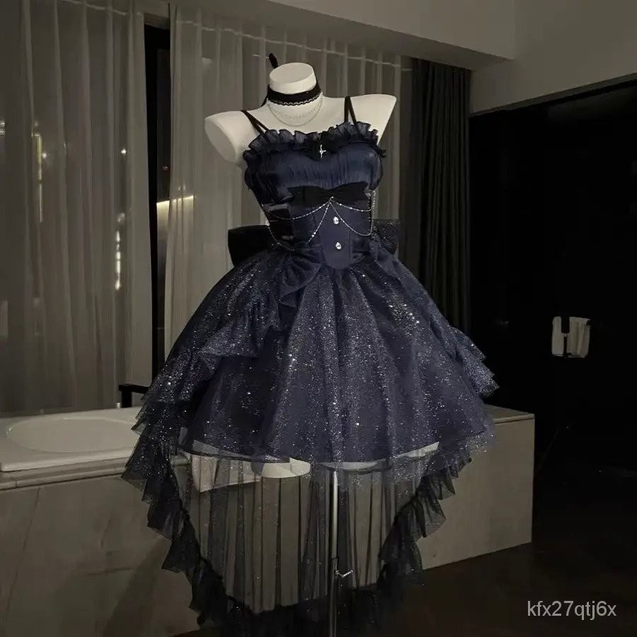 Jual Gaun Mini Wanita Gotik Lolita JSK Gelap Gaun Putri Berkilau Langit ...