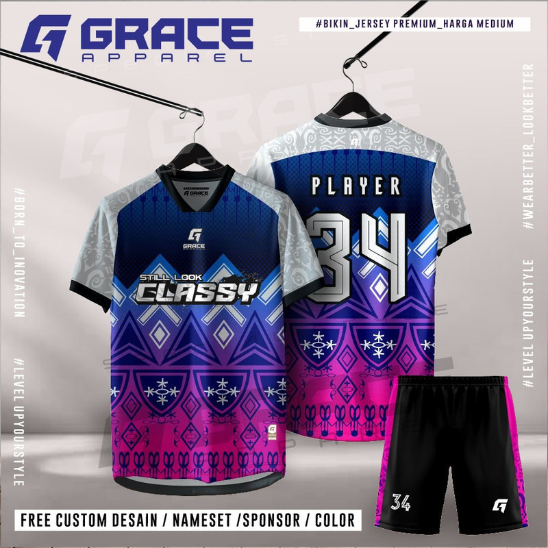 Jual jersey bola volly badminton futsal sepakbola BATIK PING UNGU ...