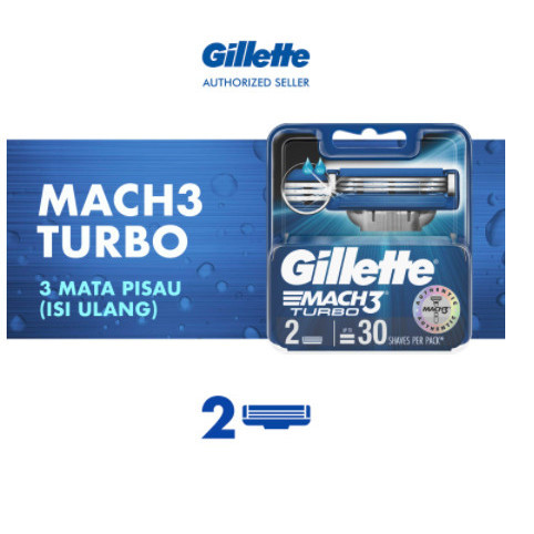 Jual Gillette Alat Cukur Mach 3 Turbo Isi 2/ 4 Refill Isi Ulang biru ...