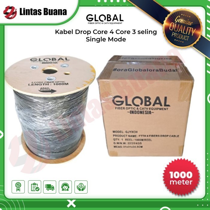 Jual Global Kabel Drop Core 4 Core 3 seling Single Mode 1000 Meter ...