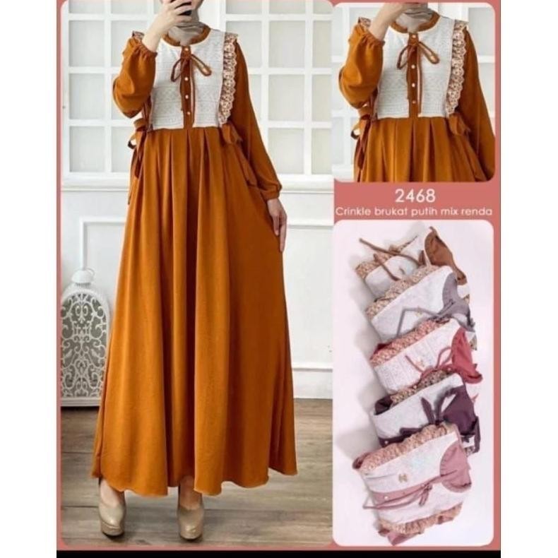 Jual Flash Sale Khadija Dress Maxy Cringkel Airflow Mix Burkat Motif ...