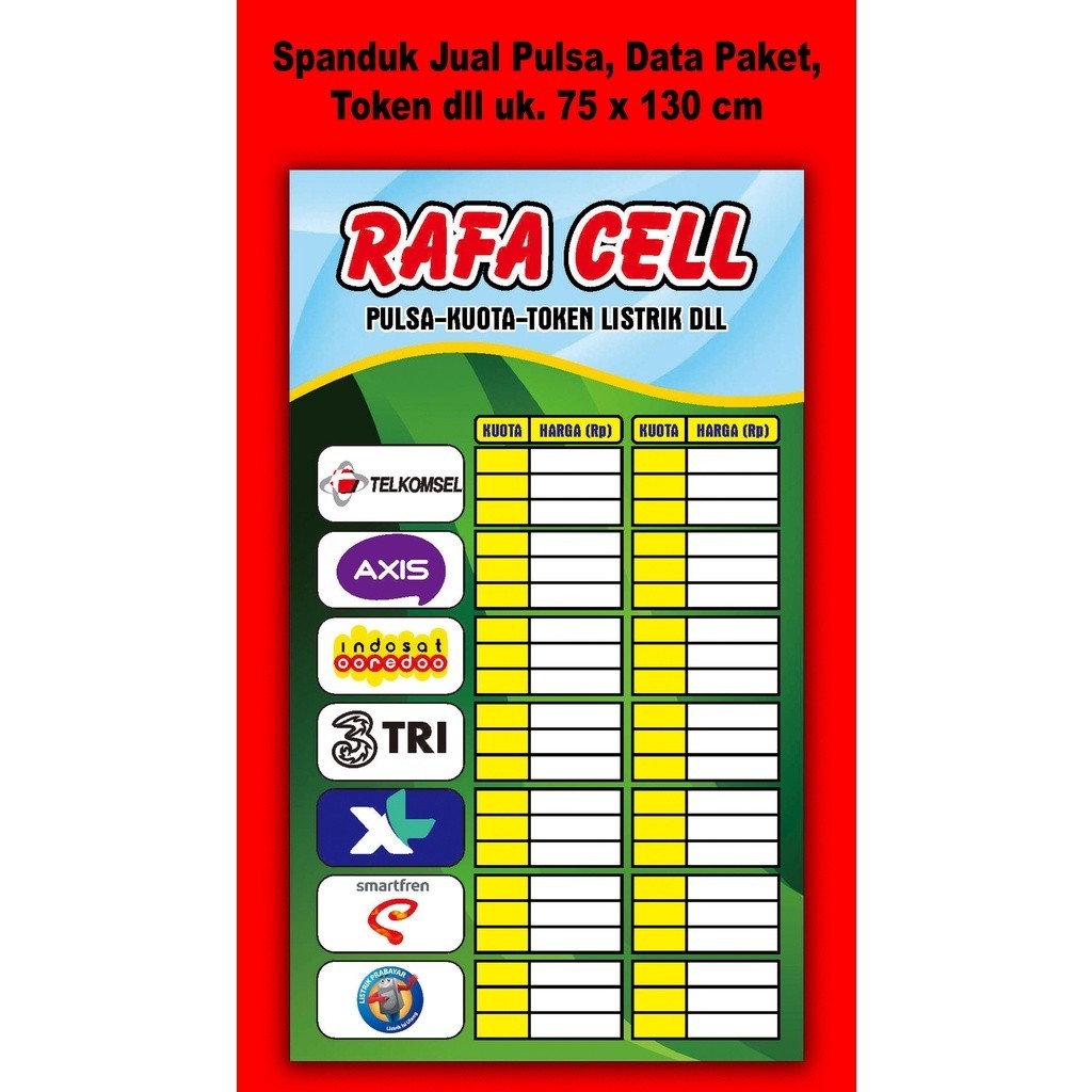 Jual Spanduk Pulsa Paket Data Token | Shopee Indonesia