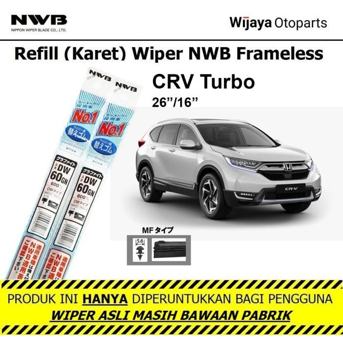 Jual REFILL KARET WIPER CRV TURBO NWB JAPAN UKURAN 26"&16" | Shopee Indonesia