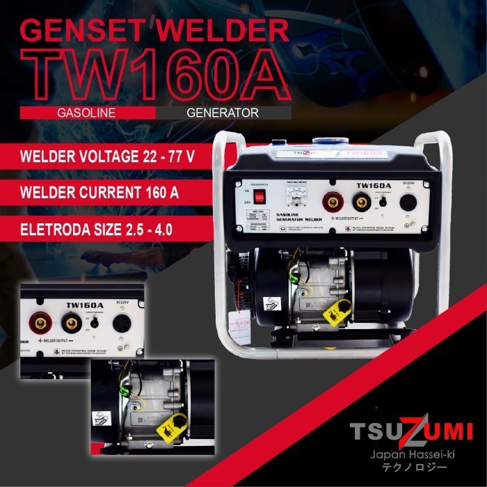 Jual Genset Las Portable Tsuzumi Tw160A Gesoline Welder 160 Amper 1000 ...