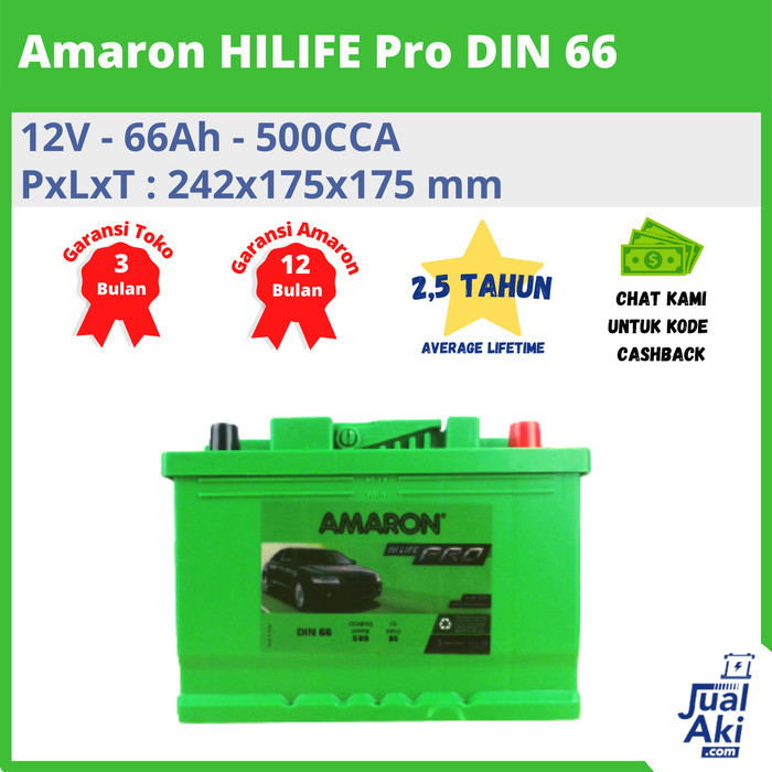 Jual Amaron Hilife Pro Din 66 12V 66Ah - Gojek Grab Only | Shopee Indonesia
