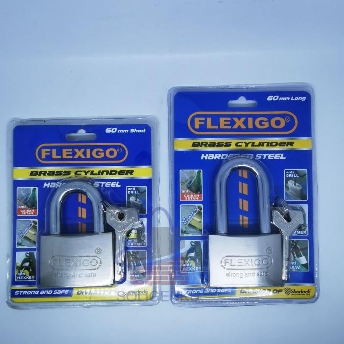 Jual GEMBOK FLEXIGO 60 MM PENDEK ANTI MALING SILINDER KUNINGAN ANTI ...